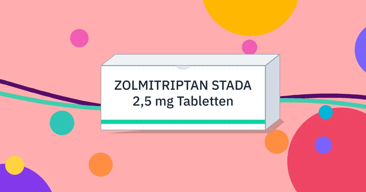 Symbolbild: Packung mit der Aufschrift ZOLMITRIPTAN STADA 2,5 mg Tabletten (PZN 09389666) – Verfügbarkeit und Bezug in Apotheken in Frankfurt am Main