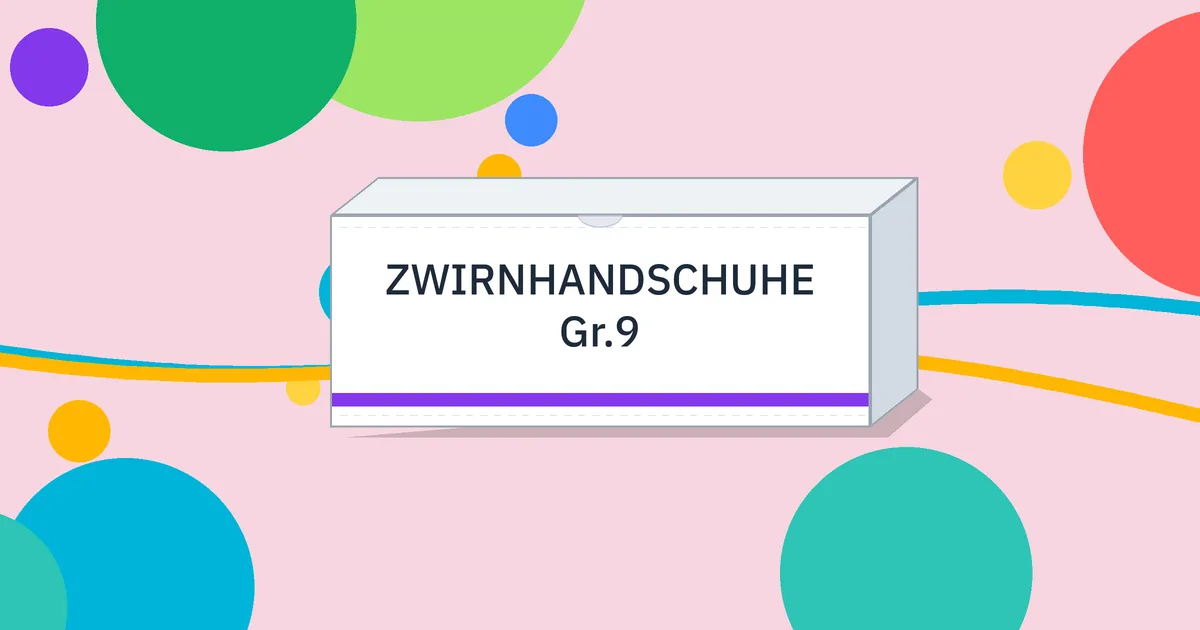 Symbolbild: Packung mit der Aufschrift ZWIRNHANDSCHUHE Gr.9 (PZN 08898532) – Verfügbarkeit und Bezug in Apotheken in Frankfurt am Main