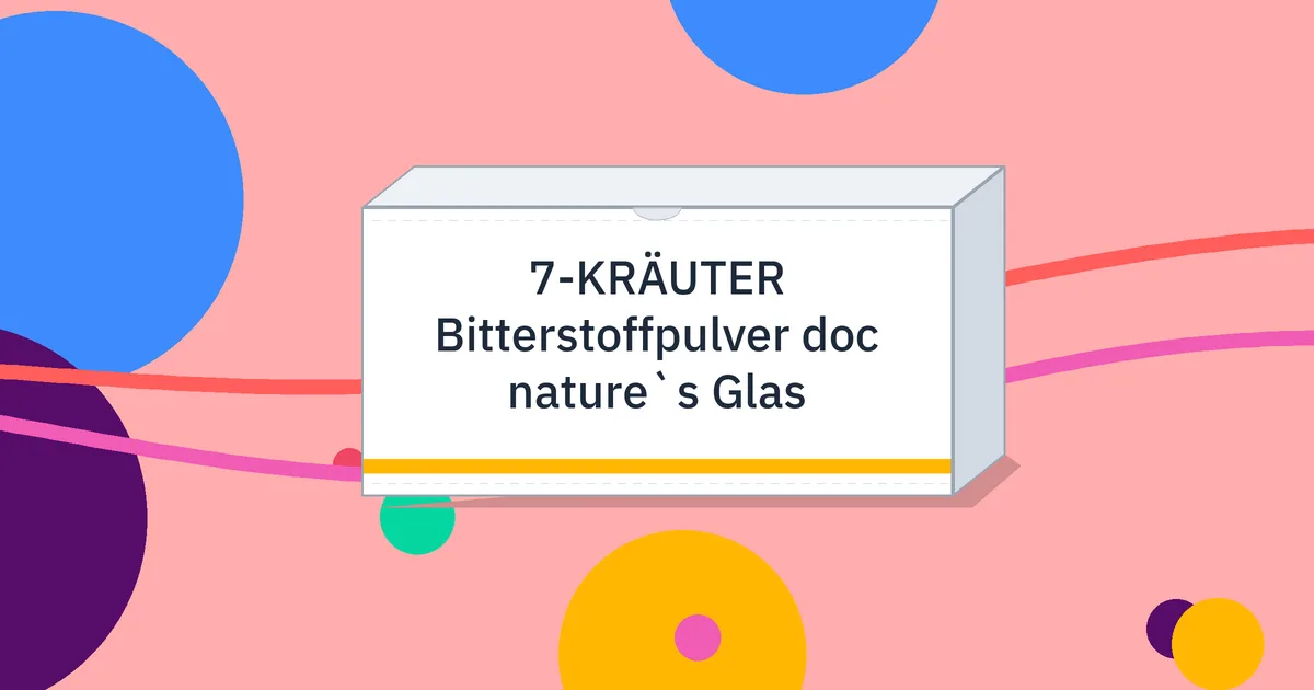 Symbolbild: Packung mit der Aufschrift 7-KRÄUTER Bitterstoffpulver doc nature`s Glas (PZN 20892437) – Verfügbarkeit und Bezug in Apotheken in Frankfurt am Main
