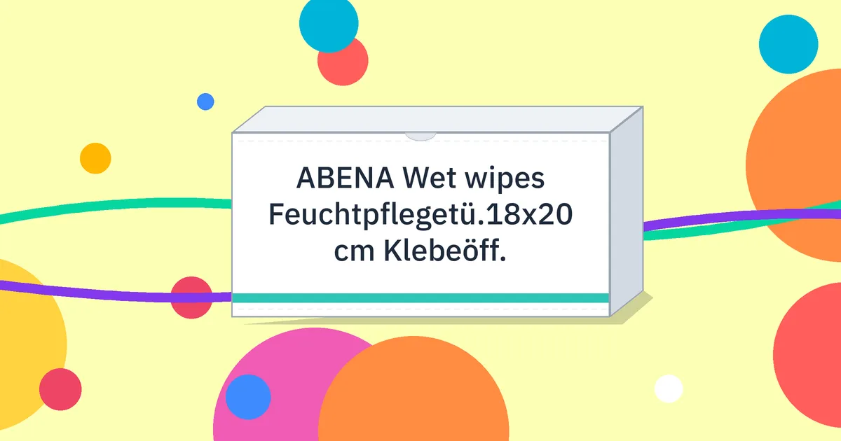 Symbolbild: Packung mit der Aufschrift ABENA Wet wipes Feuchtpflegetü.18x20 cm Klebeöff. (PZN 18354371) – Verfügbarkeit und Bezug in Apotheken in Frankfurt am Main