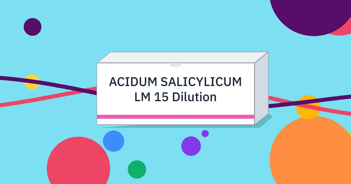 Symbolbild: Packung mit der Aufschrift ACIDUM SALICYLICUM LM 15 Dilution (PZN 13282052) – Verfügbarkeit und Bezug in Apotheken in Frankfurt am Main