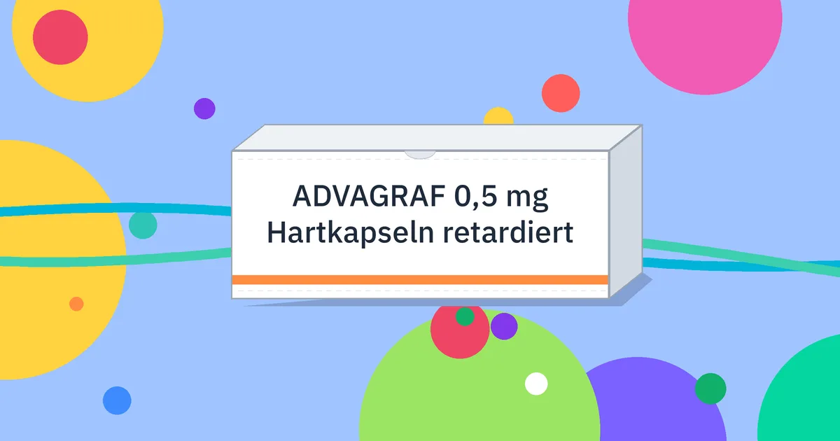 Symbolbild: Packung mit der Aufschrift ADVAGRAF 0,5 mg Hartkapseln retardiert (PZN 19197181) – Verfügbarkeit und Bezug in Apotheken in Frankfurt am Main