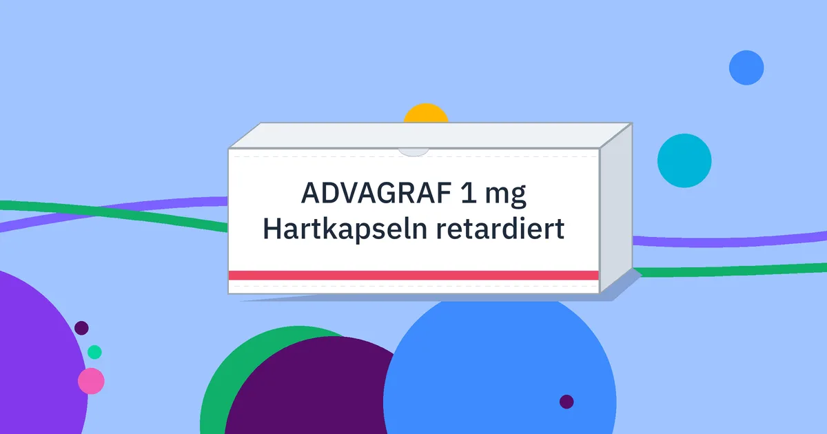 Symbolbild: Packung mit der Aufschrift ADVAGRAF 1 mg Hartkapseln retardiert (PZN 00083724) – Verfügbarkeit und Bezug in Apotheken in Frankfurt am Main