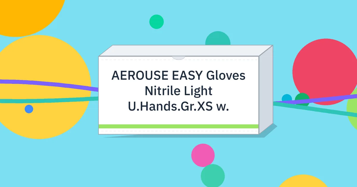 Symbolbild: Packung mit der Aufschrift AEROUSE EASY Gloves Nitrile Light U.Hands.Gr.XS w. (PZN 11143719) – Verfügbarkeit und Bezug in Apotheken in Frankfurt am Main