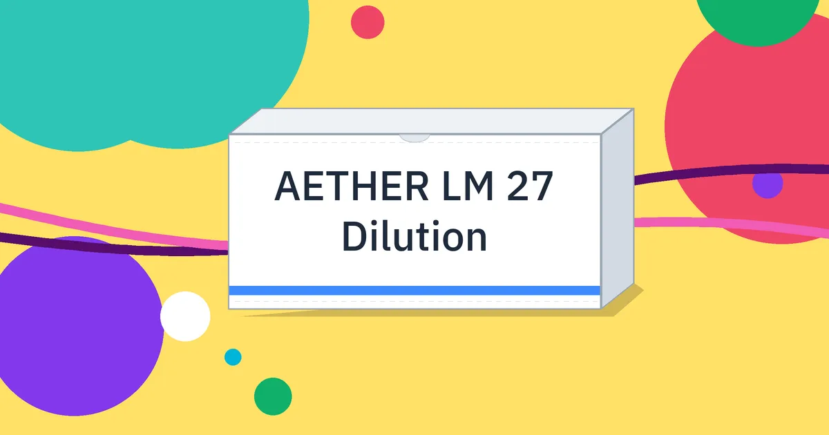 Symbolbild: Packung mit der Aufschrift AETHER LM 27 Dilution (PZN 13300471) – Verfügbarkeit und Bezug in Apotheken in Frankfurt am Main