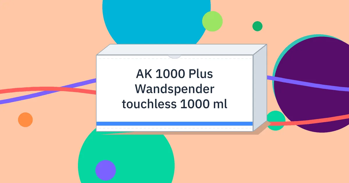 Symbolbild: Packung mit der Aufschrift AK 1000 Plus Wandspender touchless 1000 ml (PZN 15870899) – Verfügbarkeit und Bezug in Apotheken in Frankfurt am Main