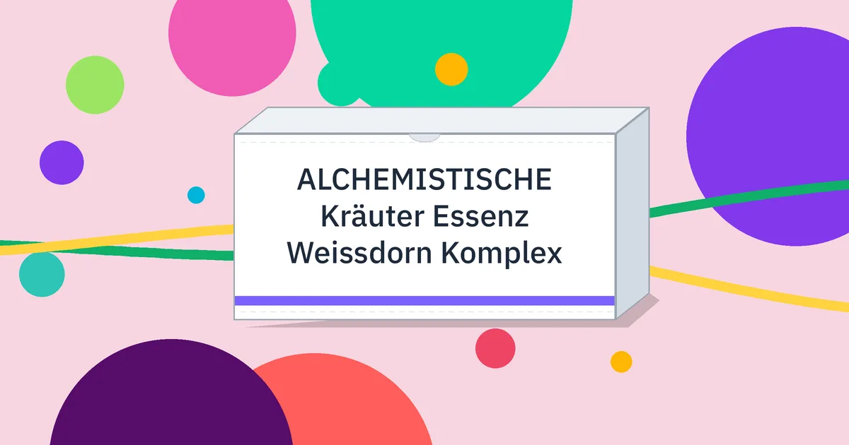Symbolbild: Packung mit der Aufschrift ALCHEMISTISCHE Kräuter Essenz Weissdorn Komplex (PZN 12512627) – Verfügbarkeit und Bezug in Apotheken in Frankfurt am Main