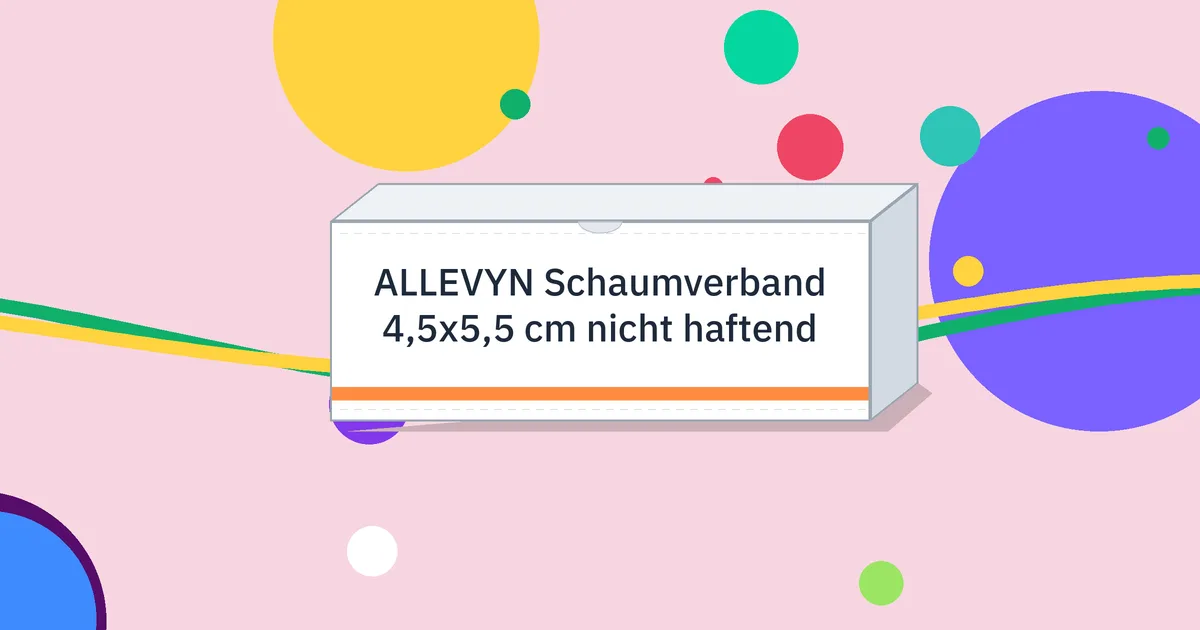 Symbolbild: Packung mit der Aufschrift ALLEVYN Schaumverband 4,5x5,5 cm nicht haftend (PZN 09686594) – Verfügbarkeit und Bezug in Apotheken in Frankfurt am Main