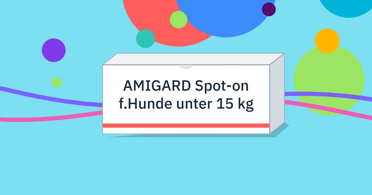 Symbolbild: Packung mit der Aufschrift AMIGARD Spot-on f.Hunde unter 15 kg (PZN 18174924) – Verfügbarkeit und Bezug in Apotheken in Frankfurt am Main