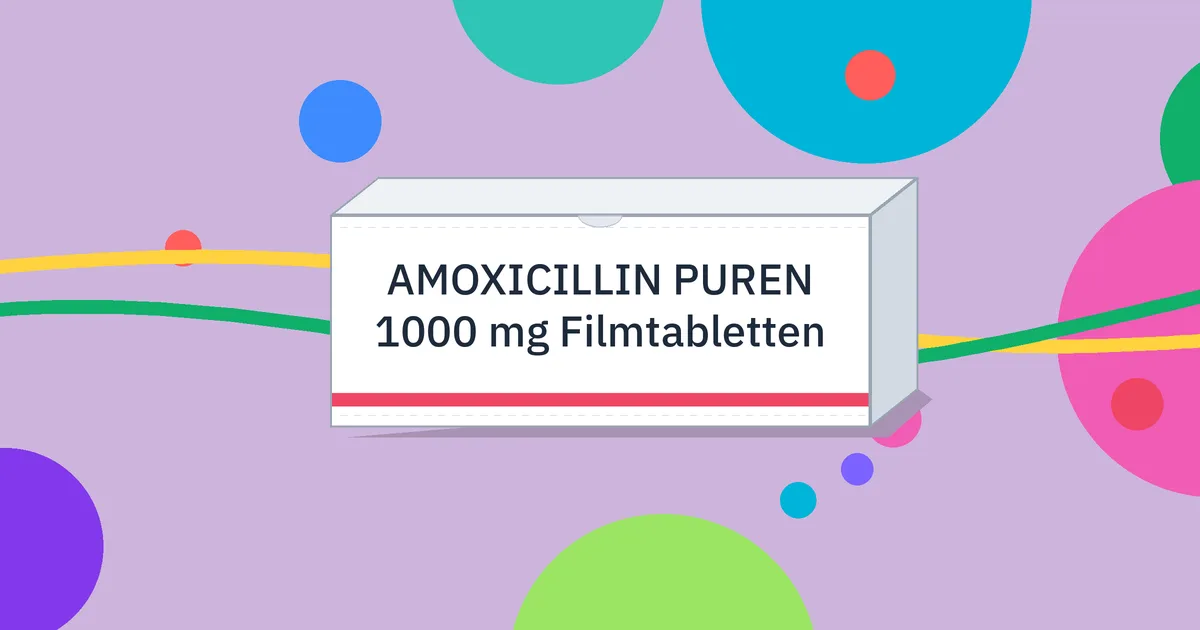 Symbolbild: Packung mit der Aufschrift AMOXICILLIN PUREN 1000 mg Filmtabletten (PZN 17604268) – Verfügbarkeit und Bezug in Apotheken in Frankfurt am Main