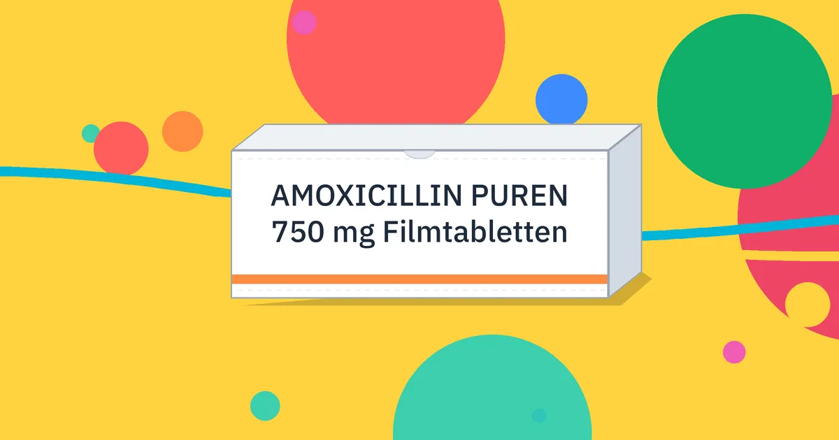 Symbolbild: Packung mit der Aufschrift AMOXICILLIN PUREN 750 mg Filmtabletten (PZN 17604245) – Verfügbarkeit und Bezug in Apotheken in Frankfurt am Main