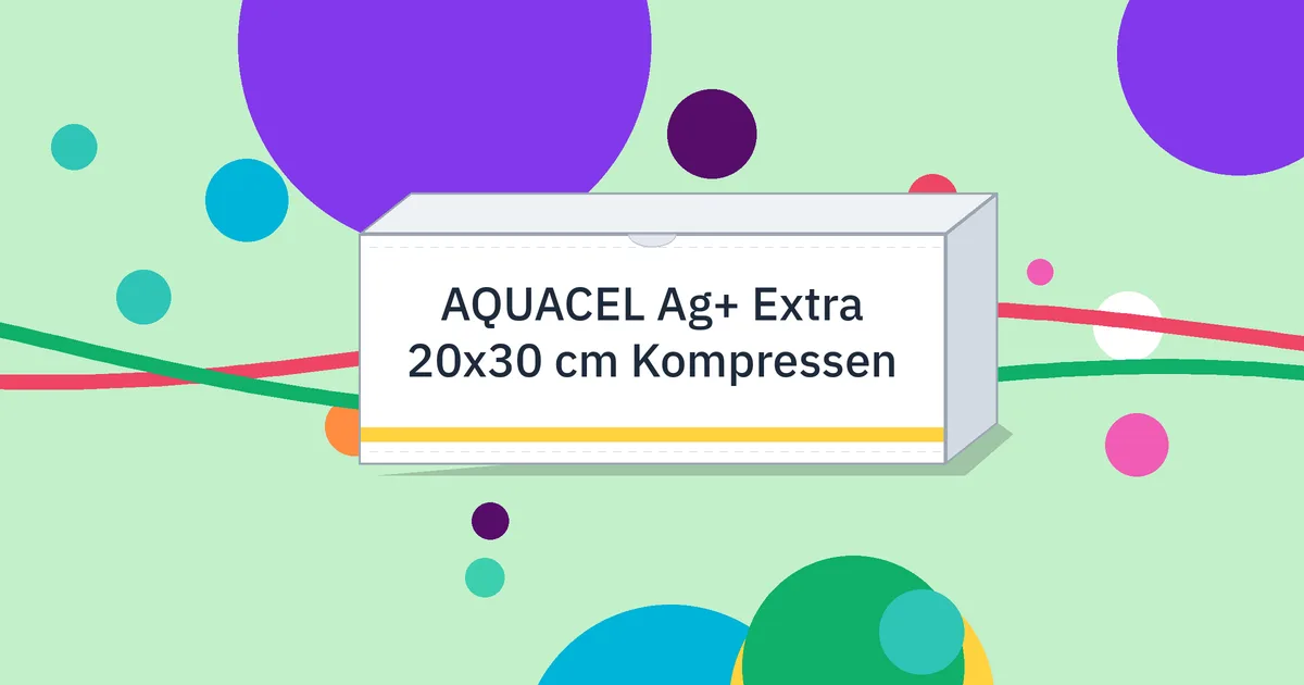 Symbolbild: Packung mit der Aufschrift AQUACEL Ag+ Extra 20x30 cm Kompressen (PZN 19294062) – Verfügbarkeit und Bezug in Apotheken in Frankfurt am Main