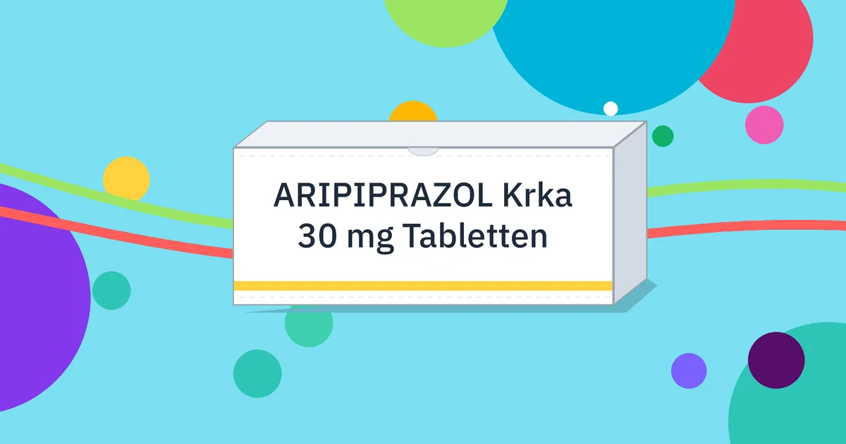 Symbolbild: Packung mit der Aufschrift ARIPIPRAZOL Krka 30 mg Tabletten (PZN 15739923) – Verfügbarkeit und Bezug in Apotheken in Frankfurt am Main