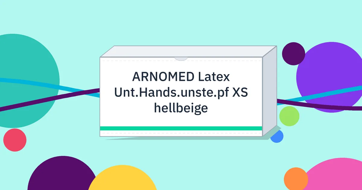 Symbolbild: Packung mit der Aufschrift ARNOMED Latex Unt.Hands.unste.pf XS hellbeige (PZN 13699289) – Verfügbarkeit und Bezug in Apotheken in Frankfurt am Main