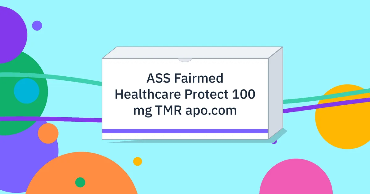 Symbolbild: Packung mit der Aufschrift ASS Fairmed Healthcare Protect 100 mg TMR apo.com (PZN 17571468) – Verfügbarkeit und Bezug in Apotheken in Frankfurt am Main