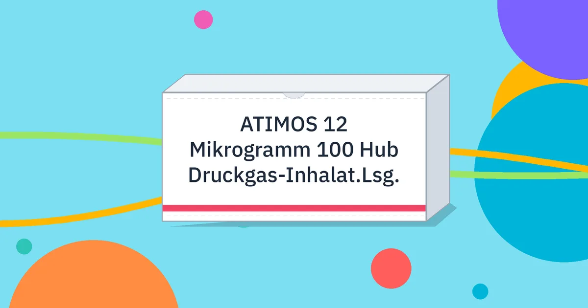 Symbolbild: Packung mit der Aufschrift ATIMOS 12 Mikrogramm 100 Hub Druckgas-Inhalat.Lsg. (PZN 10420789) – Verfügbarkeit und Bezug in Apotheken in Frankfurt am Main