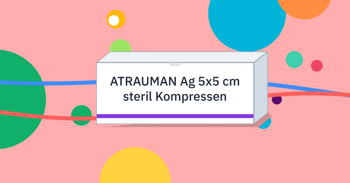 Symbolbild: Packung mit der Aufschrift ATRAUMAN Ag 5x5 cm steril Kompressen (PZN 05397930) – Verfügbarkeit und Bezug in Apotheken in Frankfurt am Main