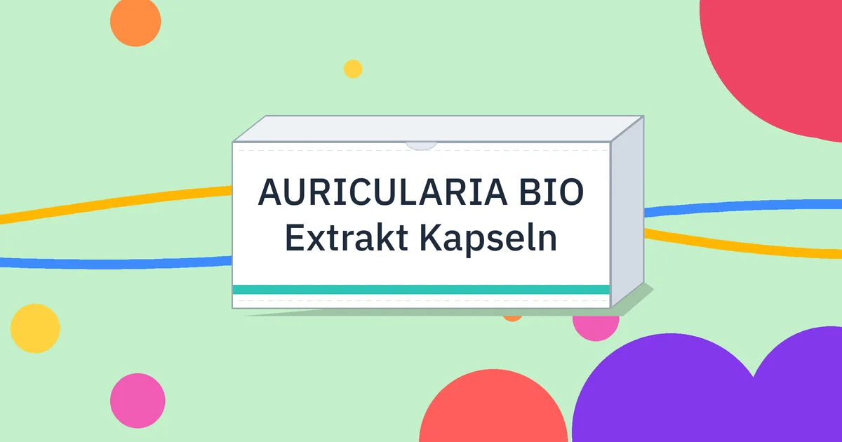 Symbolbild: Packung mit der Aufschrift AURICULARIA BIO Extrakt Kapseln (PZN 16738446) – Verfügbarkeit und Bezug in Apotheken in Frankfurt am Main