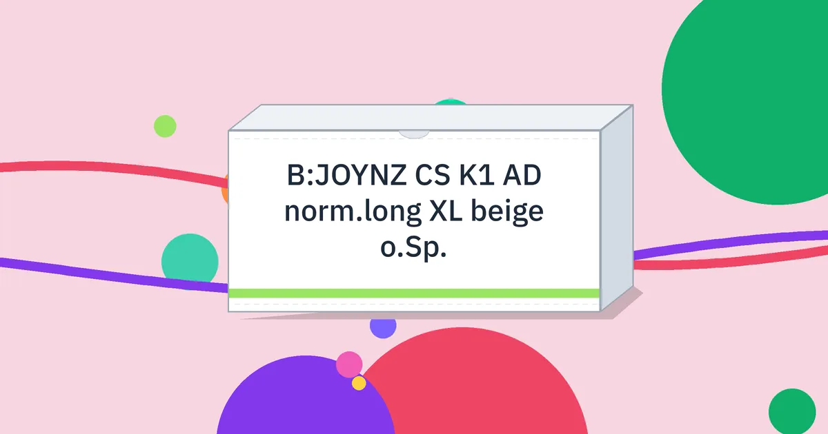 Symbolbild: Packung mit der Aufschrift B:JOYNZ CS K1 AD norm.long XL beige o.Sp. (PZN 20525093) – Verfügbarkeit und Bezug in Apotheken in Frankfurt am Main