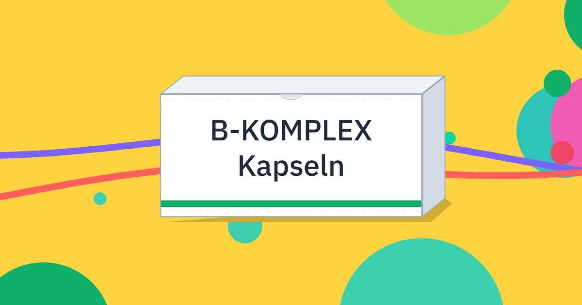 Symbolbild: Packung mit der Aufschrift B-KOMPLEX Kapseln (PZN 05382791) – Verfügbarkeit und Bezug in Apotheken in Frankfurt am Main