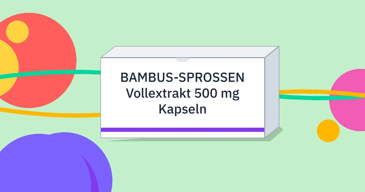 Symbolbild: Packung mit der Aufschrift BAMBUS-SPROSSEN Vollextrakt 500 mg Kapseln (PZN 15637766) – Verfügbarkeit und Bezug in Apotheken in Frankfurt am Main