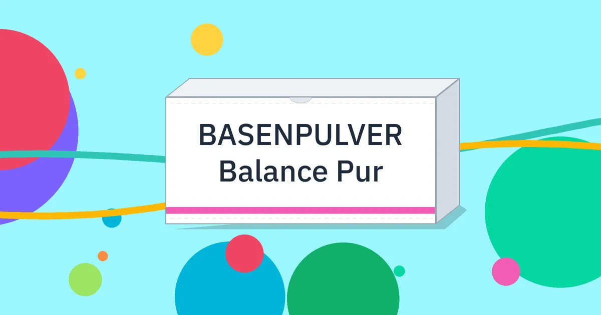 Symbolbild: Packung mit der Aufschrift BASENPULVER Balance Pur (PZN 19346362) – Verfügbarkeit und Bezug in Apotheken in Frankfurt am Main