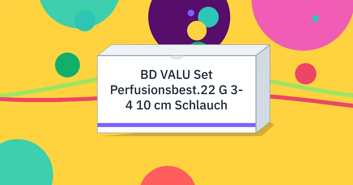 Symbolbild: Packung mit der Aufschrift BD VALU Set Perfusionsbest.22 G 3-4 10 cm Schlauch (PZN 01320824) – Verfügbarkeit und Bezug in Apotheken in Frankfurt am Main
