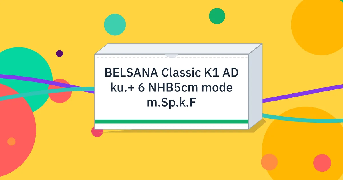 Symbolbild: Packung mit der Aufschrift BELSANA Classic K1 AD ku.+ 6 NHB5cm mode m.Sp.k.F (PZN 19257397) – Verfügbarkeit und Bezug in Apotheken in Frankfurt am Main