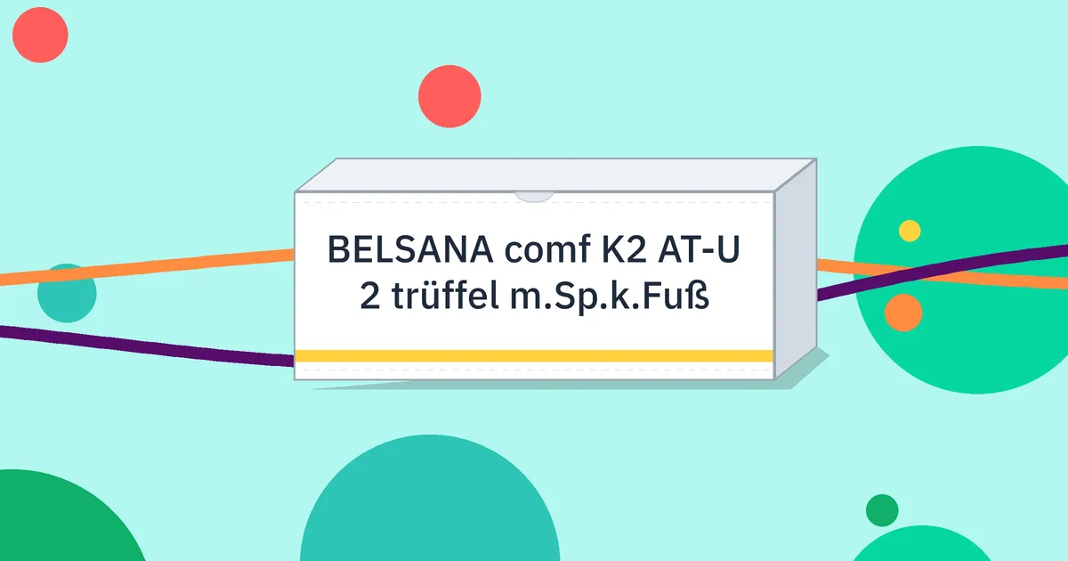 Symbolbild: Packung mit der Aufschrift BELSANA comf K2 AT-U 2 trüffel m.Sp.k.Fuß (PZN 12333215) – Verfügbarkeit und Bezug in Apotheken in Frankfurt am Main