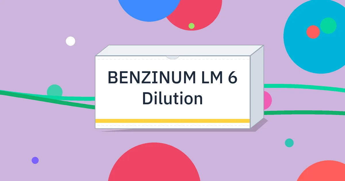 Symbolbild: Packung mit der Aufschrift BENZINUM LM 6 Dilution (PZN 12791969) – Verfügbarkeit und Bezug in Apotheken in Frankfurt am Main