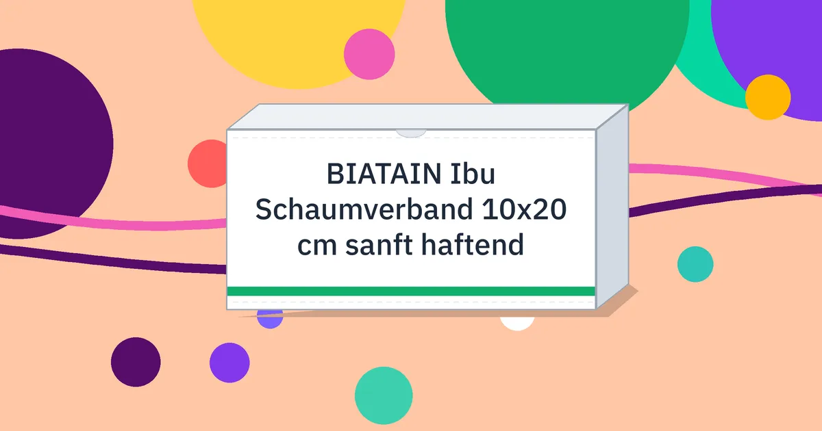 Symbolbild: Packung mit der Aufschrift BIATAIN Ibu Schaumverband 10x20 cm sanft haftend (PZN 20687832) – Verfügbarkeit und Bezug in Apotheken in Frankfurt am Main