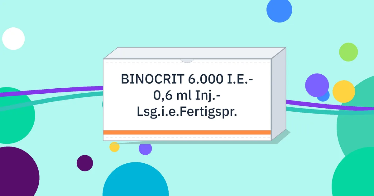 Symbolbild: Packung mit der Aufschrift BINOCRIT 6.000 I.E.-0,6 ml Inj.-Lsg.i.e.Fertigspr. (PZN 17604848) – Verfügbarkeit und Bezug in Apotheken in Frankfurt am Main