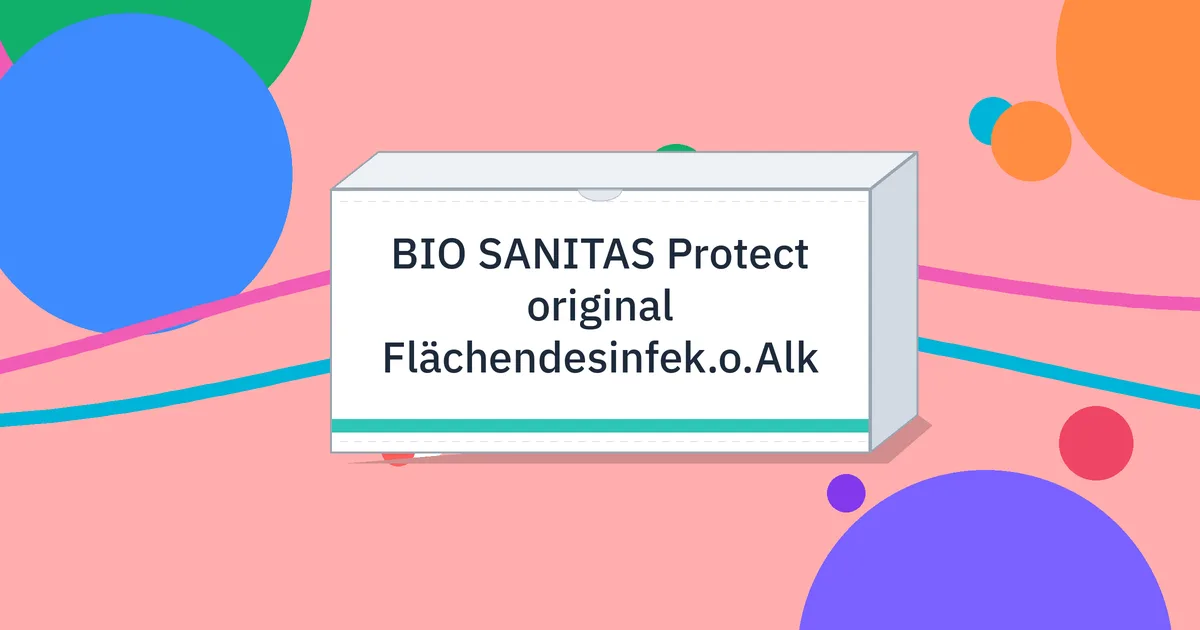 Symbolbild: Packung mit der Aufschrift BIO SANITAS Protect original Flächendesinfek.o.Alk (PZN 18727062) – Verfügbarkeit und Bezug in Apotheken in Frankfurt am Main