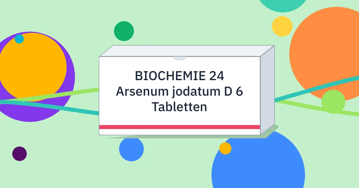Symbolbild: Packung mit der Aufschrift BIOCHEMIE 24 Arsenum jodatum D 6 Tabletten (PZN 04325710) – Verfügbarkeit und Bezug in Apotheken in Frankfurt am Main
