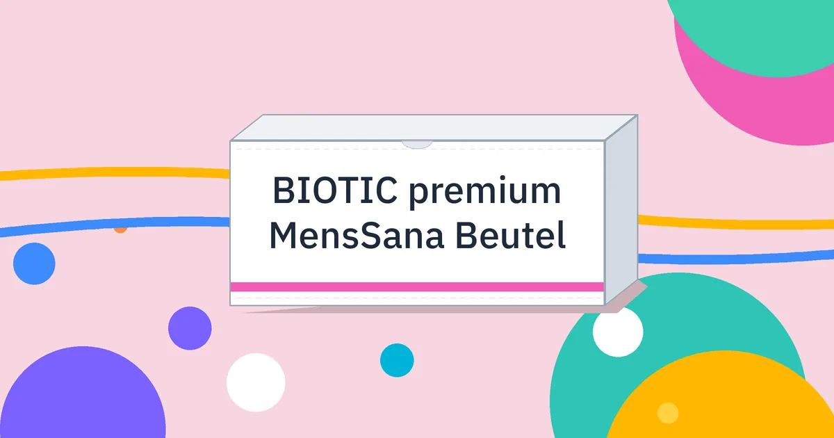 Symbolbild: Packung mit der Aufschrift BIOTIC premium MensSana Beutel (PZN 16926449) – Verfügbarkeit und Bezug in Apotheken in Frankfurt am Main
