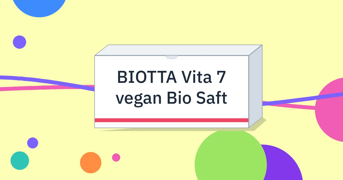 Symbolbild: Packung mit der Aufschrift BIOTTA Vita 7 vegan Bio Saft (PZN 19995132) – Verfügbarkeit und Bezug in Apotheken in Frankfurt am Main