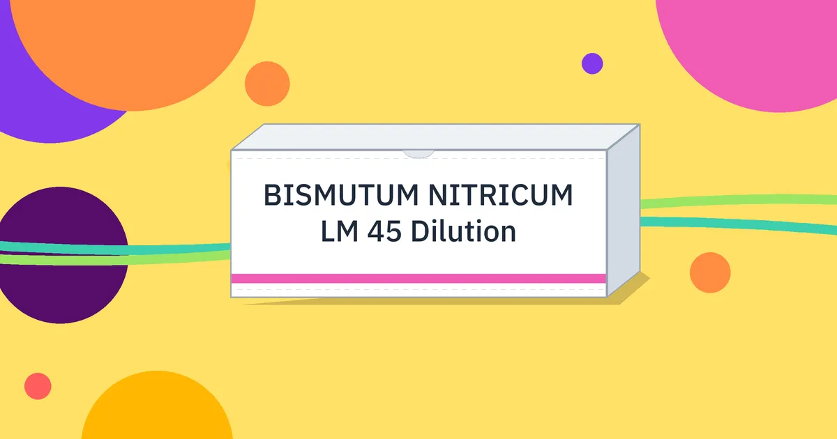 Symbolbild: Packung mit der Aufschrift BISMUTUM NITRICUM LM 45 Dilution (PZN 13387377) – Verfügbarkeit und Bezug in Apotheken in Frankfurt am Main
