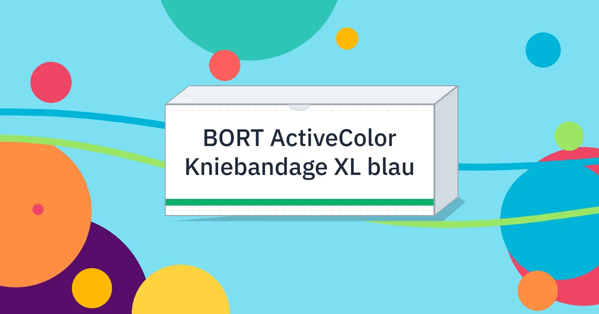 Symbolbild: Packung mit der Aufschrift BORT ActiveColor Kniebandage XL blau (PZN 06914557) – Verfügbarkeit und Bezug in Apotheken in Frankfurt am Main