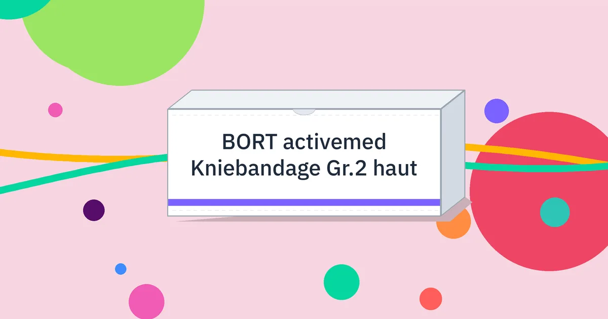 Symbolbild: Packung mit der Aufschrift BORT activemed Kniebandage Gr.2 haut (PZN 16842988) – Verfügbarkeit und Bezug in Apotheken in Frankfurt am Main