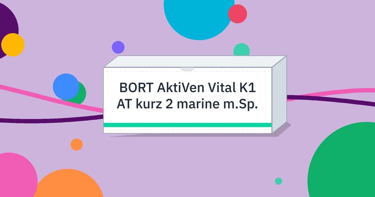Symbolbild: Packung mit der Aufschrift BORT AktiVen Vital K1 AT kurz 2 marine m.Sp. (PZN 13741241) – Verfügbarkeit und Bezug in Apotheken in Frankfurt am Main