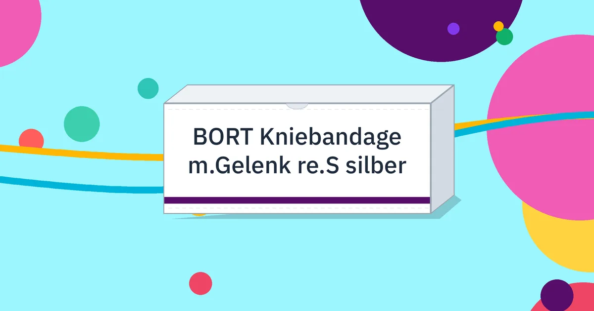 Symbolbild: Packung mit der Aufschrift BORT Kniebandage m.Gelenk re.S silber (PZN 11055317) – Verfügbarkeit und Bezug in Apotheken in Frankfurt am Main