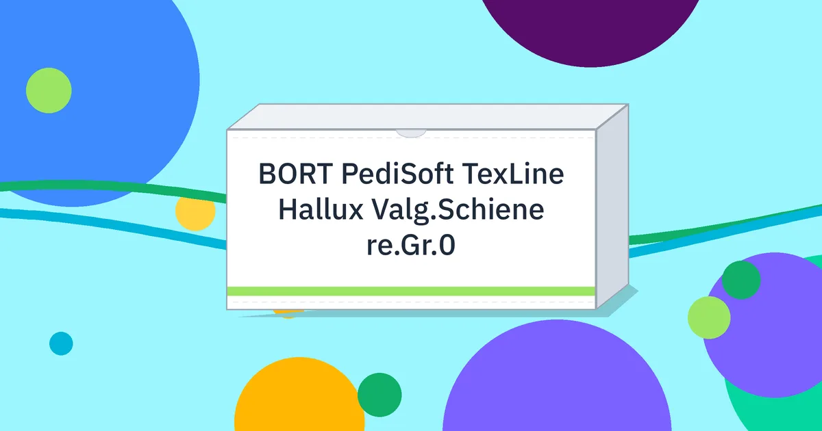 Symbolbild: Packung mit der Aufschrift BORT PediSoft TexLine Hallux Valg.Schiene re.Gr.0 (PZN 17842565) – Verfügbarkeit und Bezug in Apotheken in Frankfurt am Main