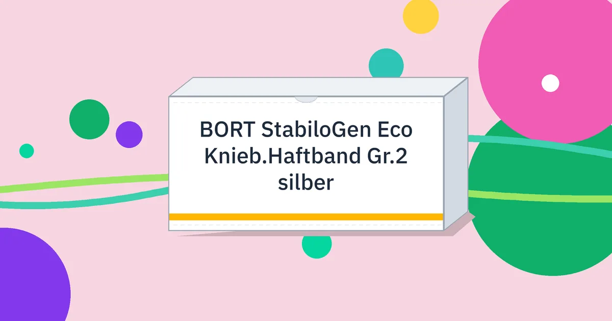 Symbolbild: Packung mit der Aufschrift BORT StabiloGen Eco Knieb.Haftband Gr.2 silber (PZN 16845544) – Verfügbarkeit und Bezug in Apotheken in Frankfurt am Main