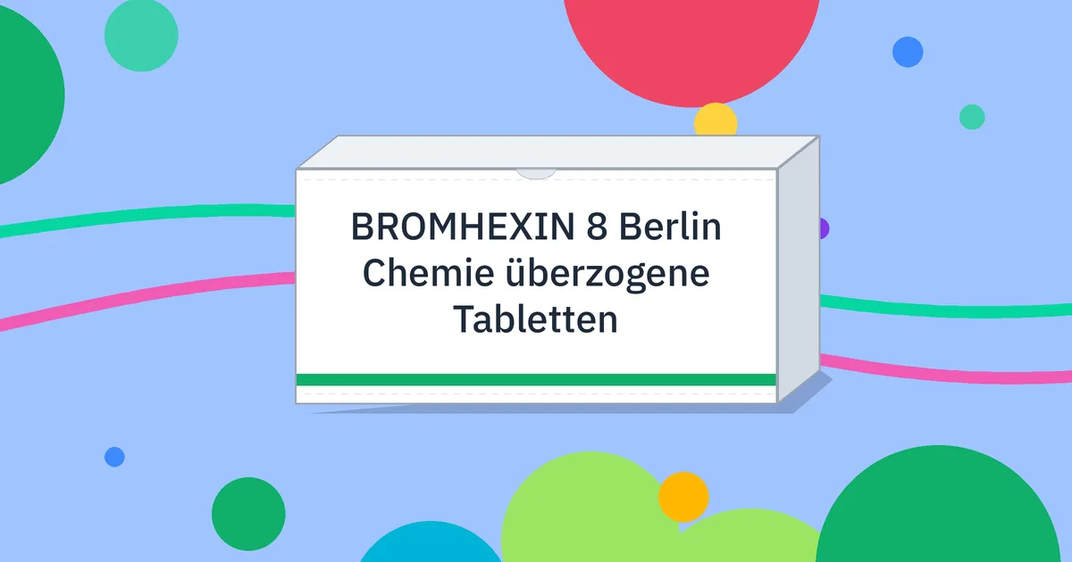 Symbolbild: Packung mit der Aufschrift BROMHEXIN 8 Berlin Chemie überzogene Tabletten (PZN 04394361) – Verfügbarkeit und Bezug in Apotheken in Frankfurt am Main