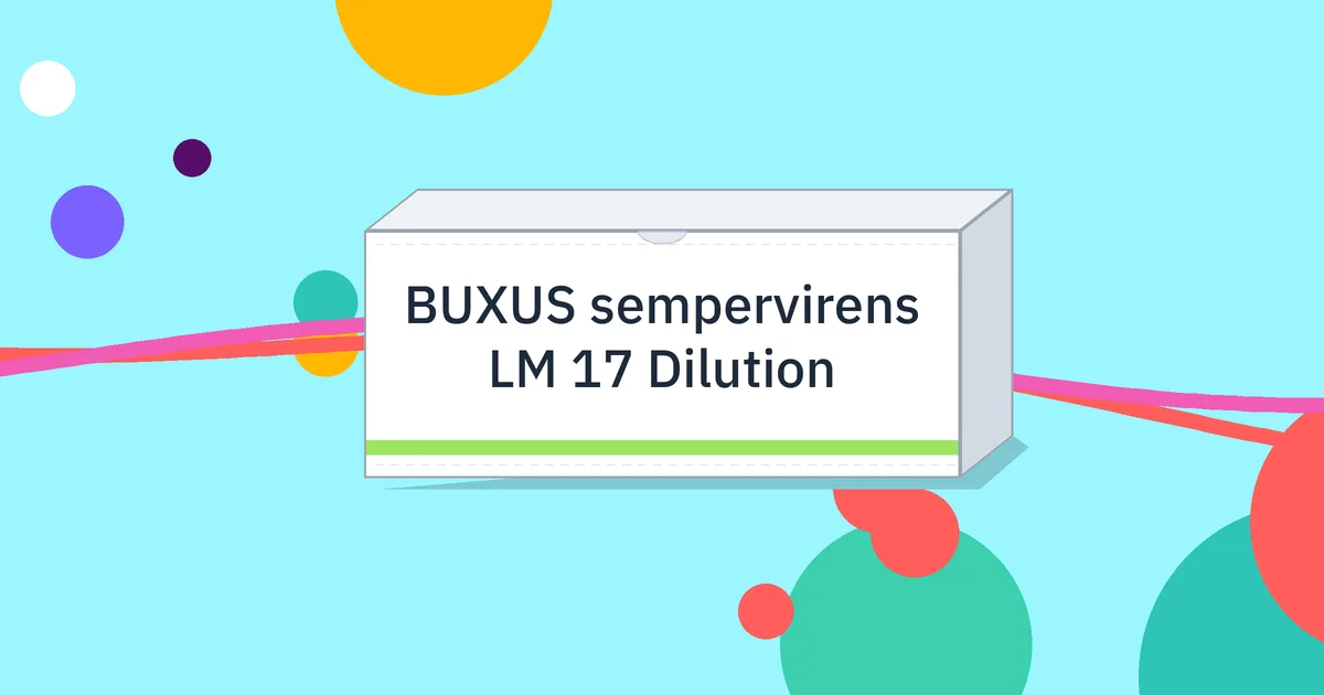Symbolbild: Packung mit der Aufschrift BUXUS sempervirens LM 17 Dilution (PZN 13399328) – Verfügbarkeit und Bezug in Apotheken in Frankfurt am Main