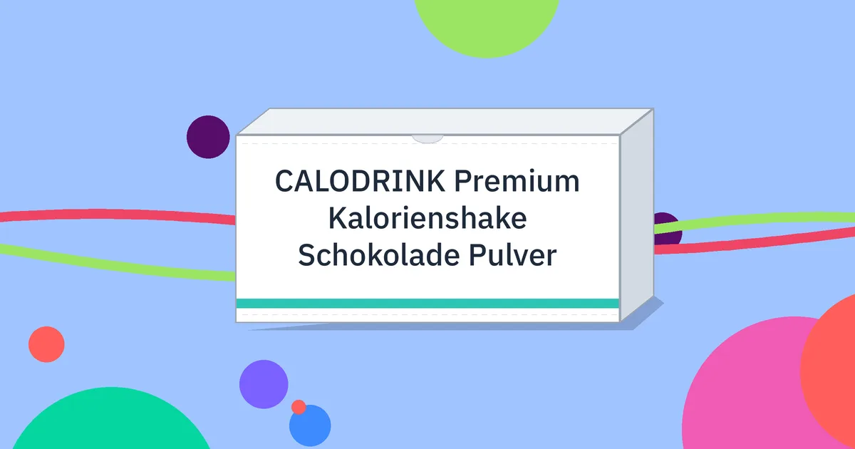 Symbolbild: Packung mit der Aufschrift CALODRINK Premium Kalorienshake Schokolade Pulver (PZN 20217463) – Verfügbarkeit und Bezug in Apotheken in Frankfurt am Main
