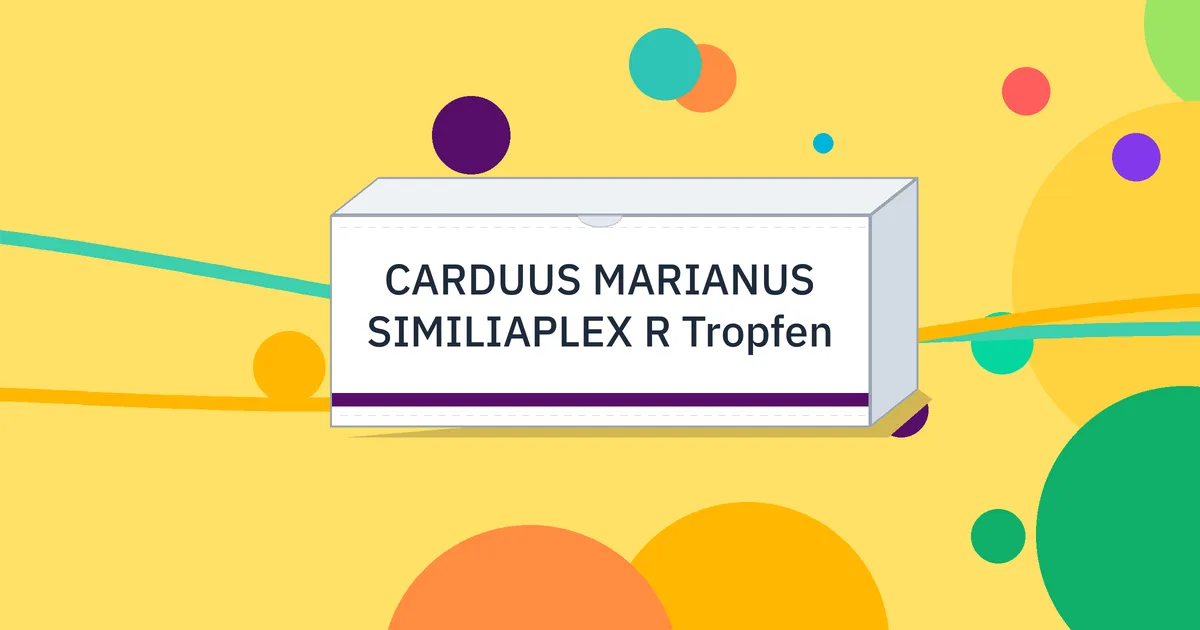 Symbolbild: Packung mit der Aufschrift CARDUUS MARIANUS SIMILIAPLEX R Tropfen (PZN 04193556) – Verfügbarkeit und Bezug in Apotheken in Frankfurt am Main