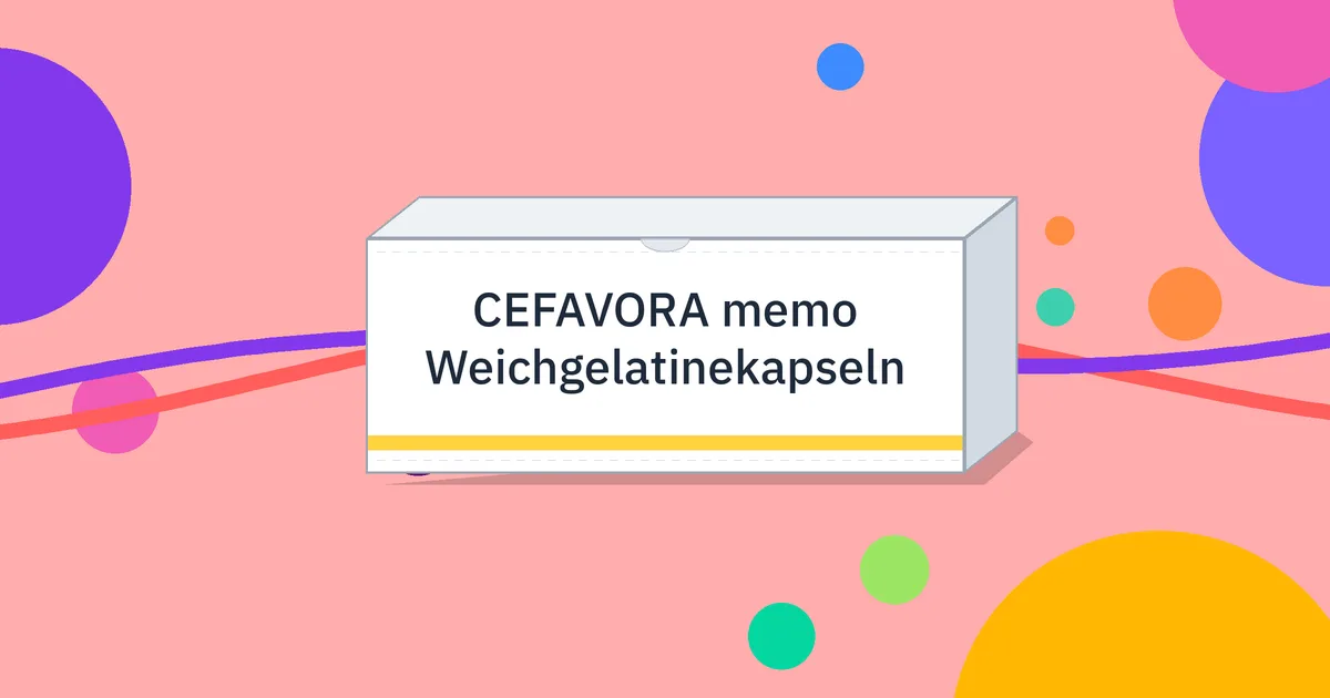 Symbolbild: Packung mit der Aufschrift CEFAVORA memo Weichgelatinekapseln (PZN 05748476) – Verfügbarkeit und Bezug in Apotheken in Frankfurt am Main
