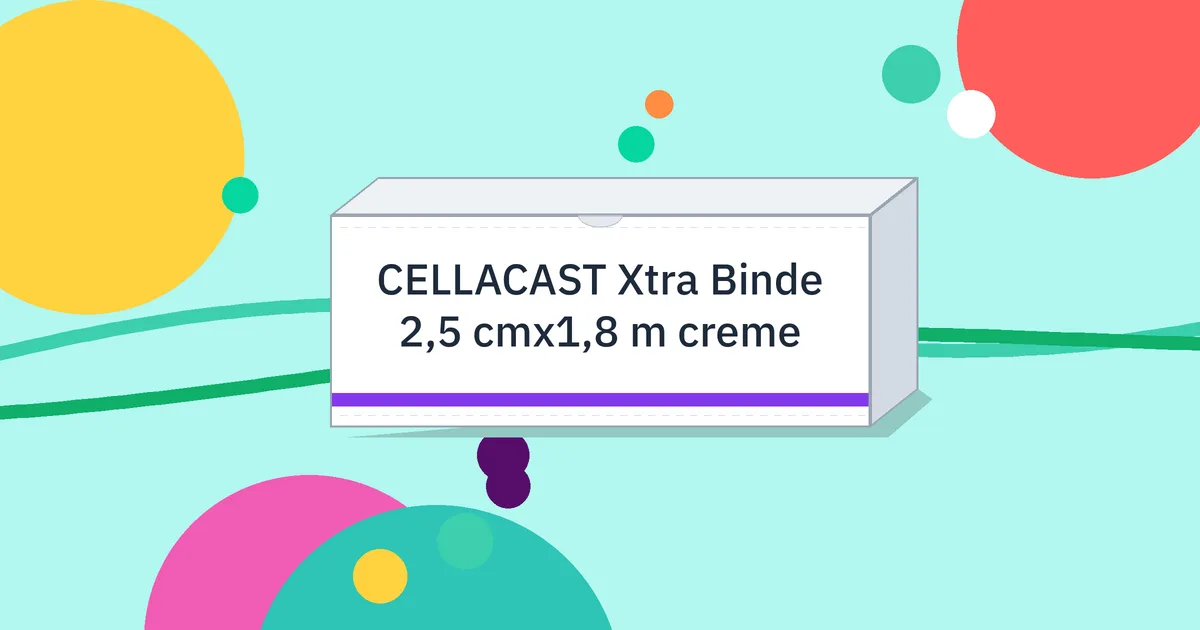 Symbolbild: Packung mit der Aufschrift CELLACAST Xtra Binde 2,5 cmx1,8 m creme (PZN 14252780) – Verfügbarkeit und Bezug in Apotheken in Frankfurt am Main