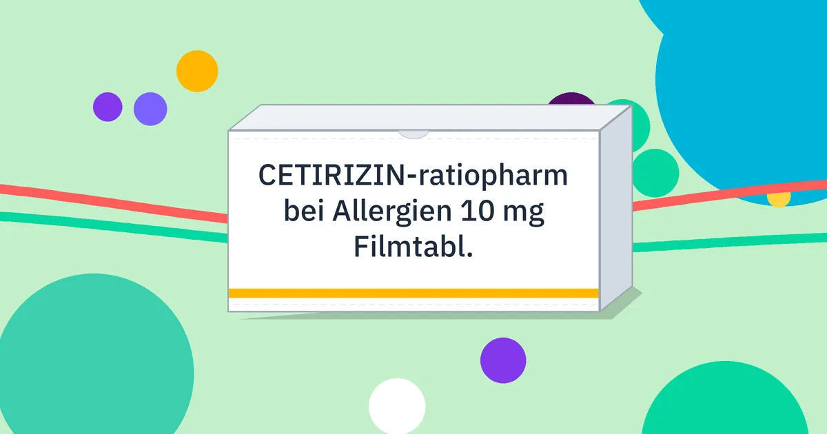 Symbolbild: Packung mit der Aufschrift CETIRIZIN-ratiopharm bei Allergien 10 mg Filmtabl. (PZN 02158165) – Verfügbarkeit und Bezug in Apotheken in Frankfurt am Main